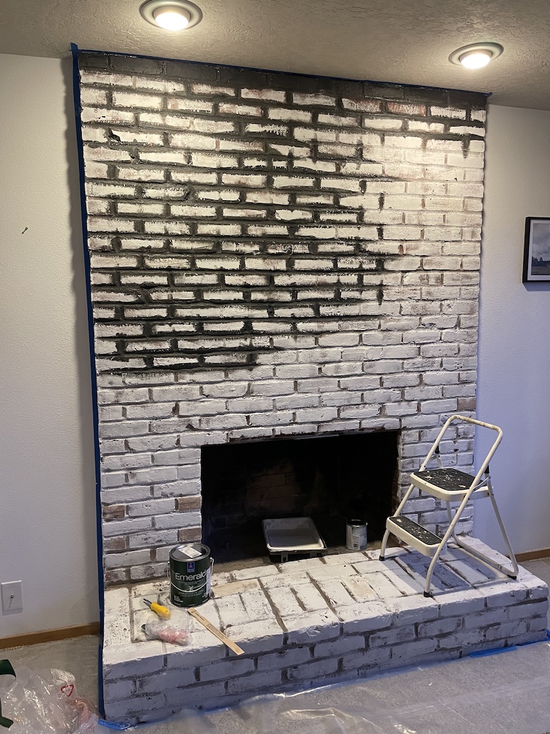 Painted Brick Fireplace Before and After